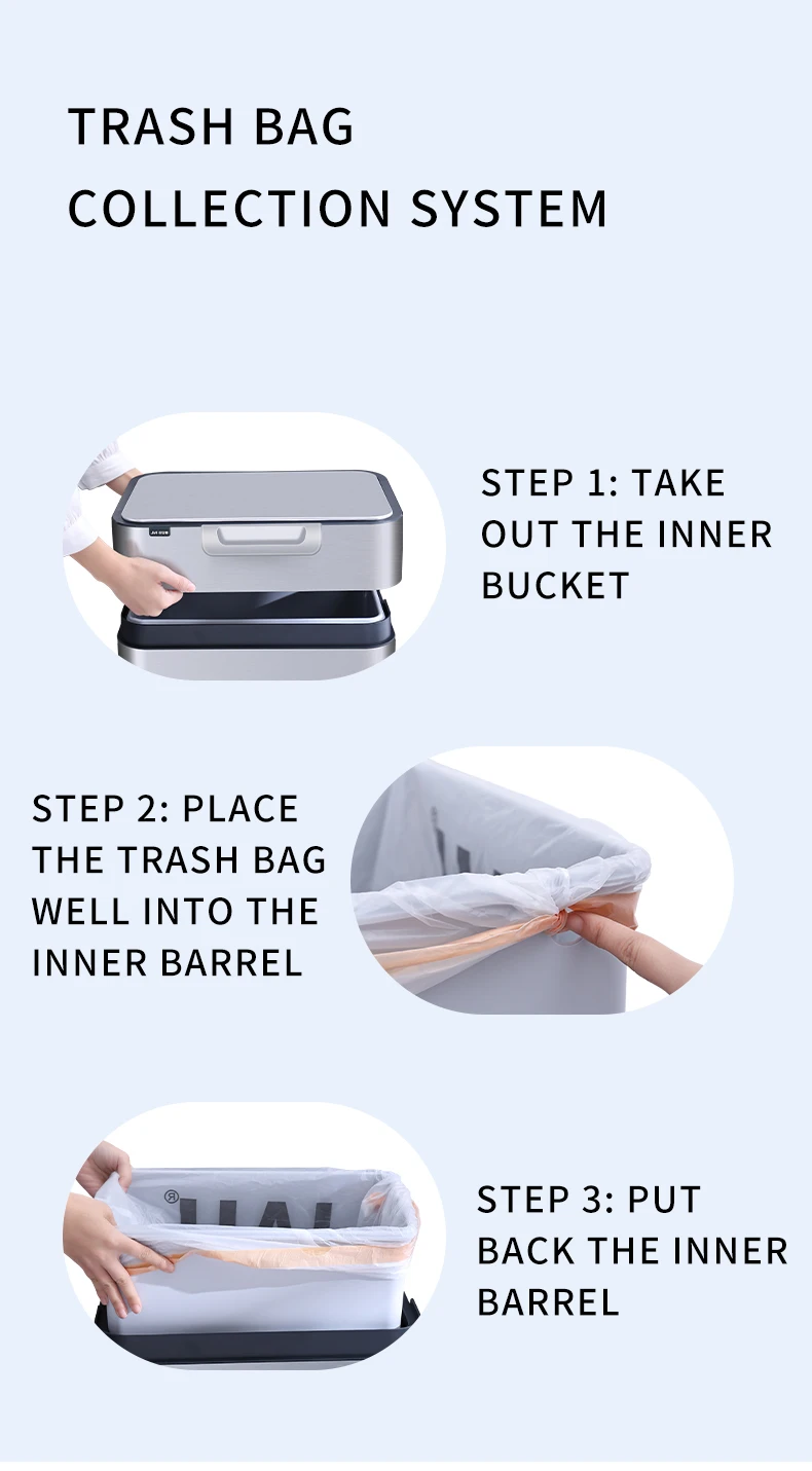 30L Heavy Duty Standing Structure Kitchen Dustbin Hand-Press Trash Can ...