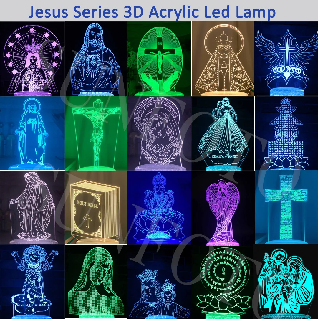 Jesus Cross Night Light, Christian Respect Jesus Shaped 3D Lighting ...