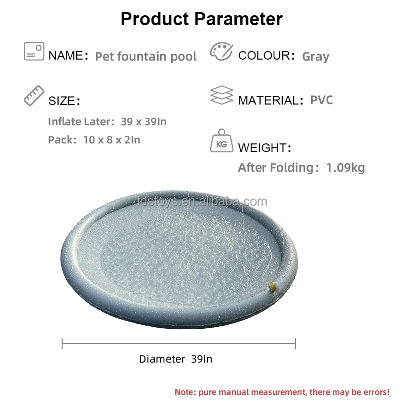 FDS Splash Sprinkler Pad for Dogs Kids, Non-Slip Thicken Dog Pool with ...