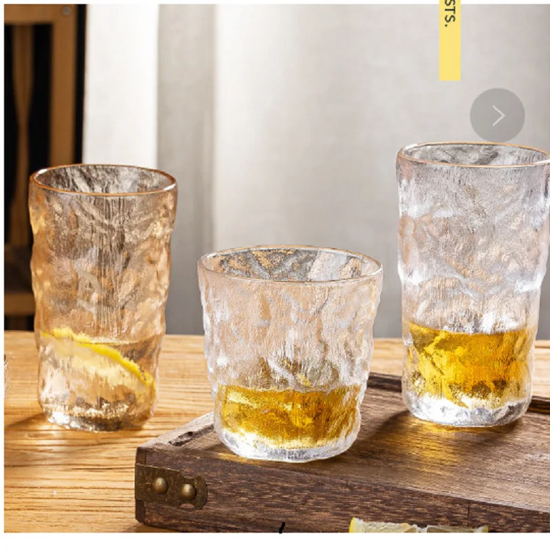 2 Glacier Pattern Glass Creative Water Cup Tea Cup Beverage Juice Cup ...