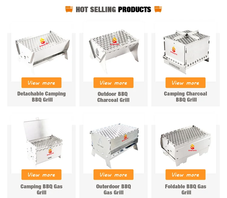 Sanhuan Stainless Steel Rectangular Detachable Foldable Charcoal ...