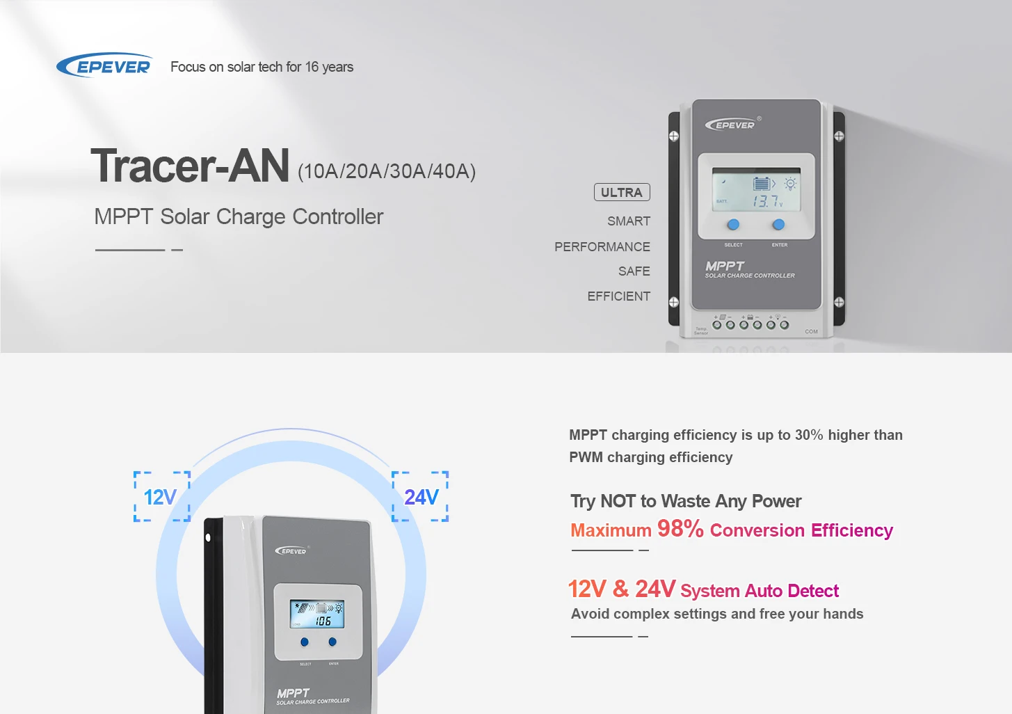 Epever Tracer An Series Mppt 40a 30a 20a 10a Per 24v Auto Solar Panel Charger Controller - Buy ...