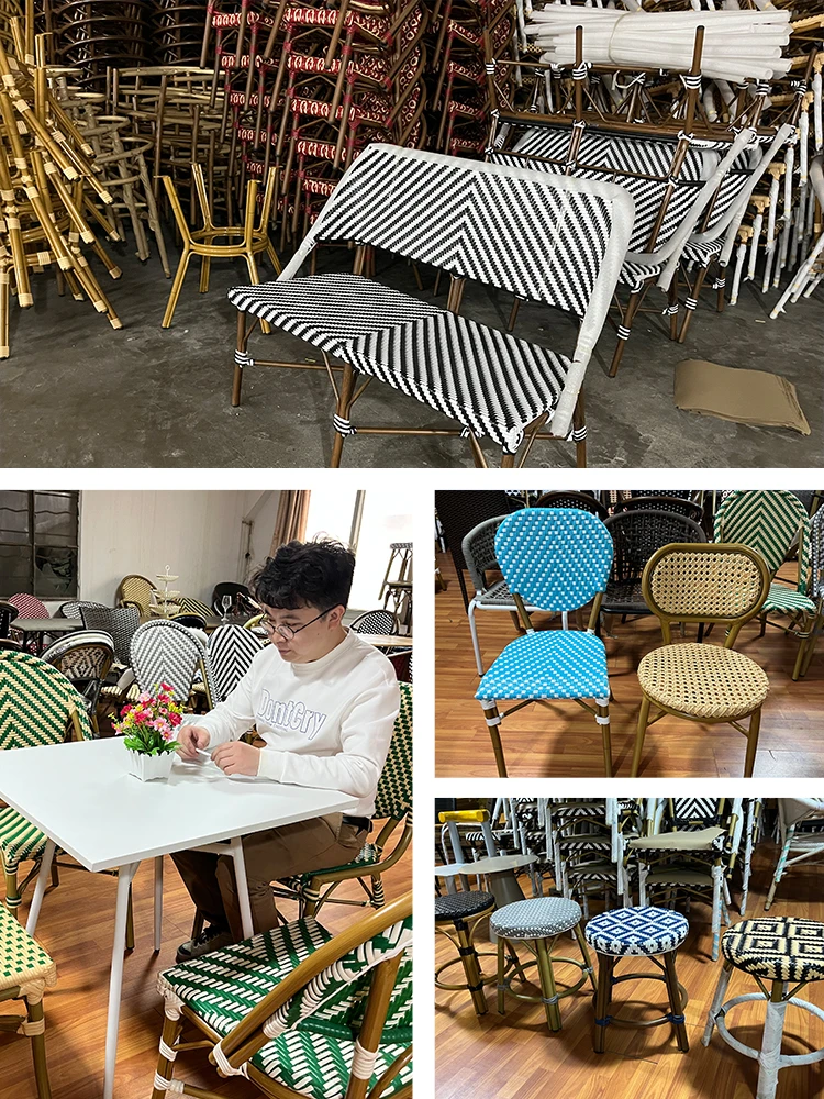 Modern French Patio Bistro Rattan Garden Chair Comfortable Multi-Color ...