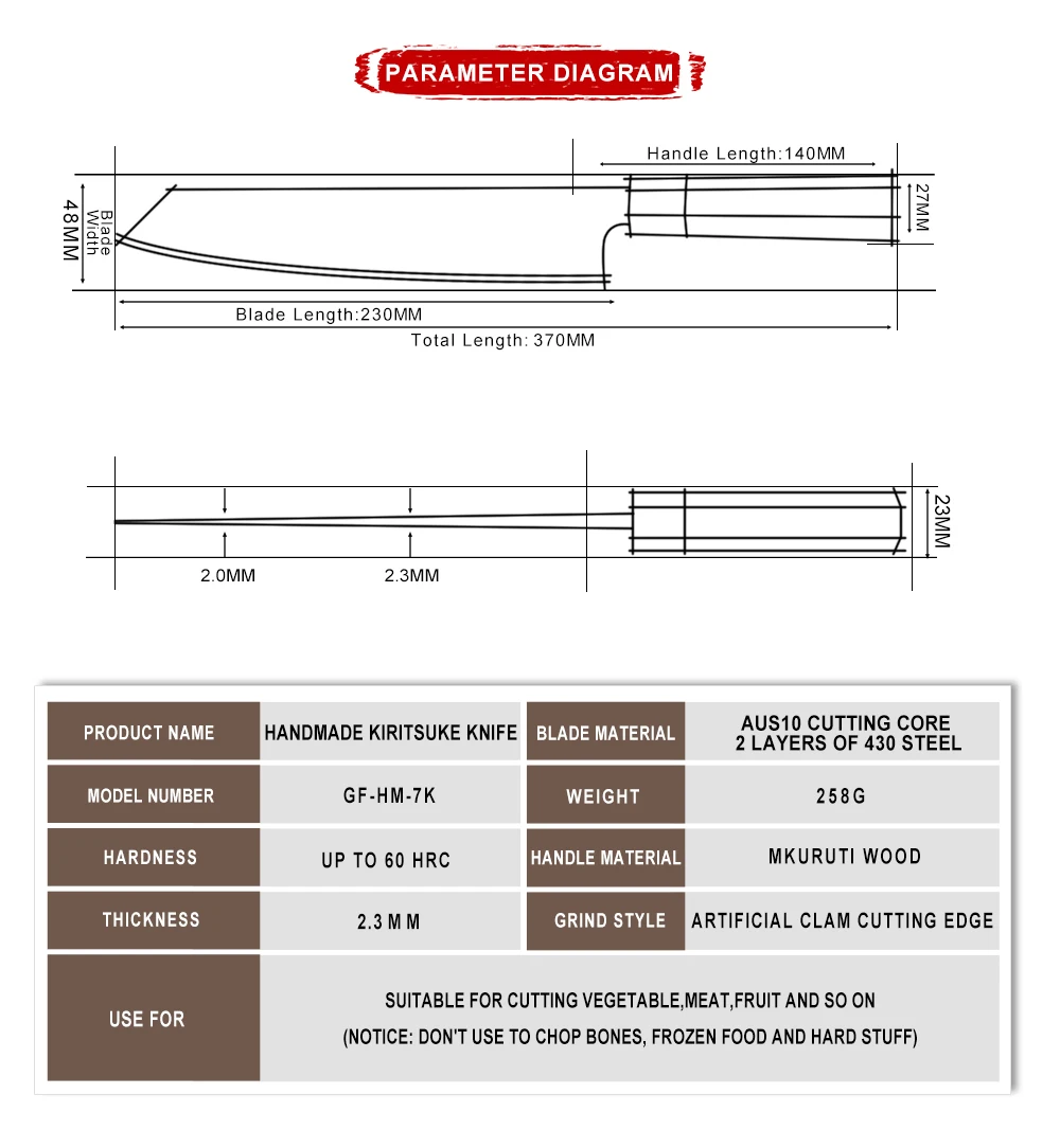 Forged Japanese Aus10 Steel Chef Santoku Nakiri Kiritsuke Utility ...