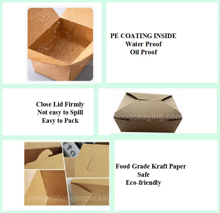 Fast Food Biodegradable Container Recycle Box Original Color Kraft ...