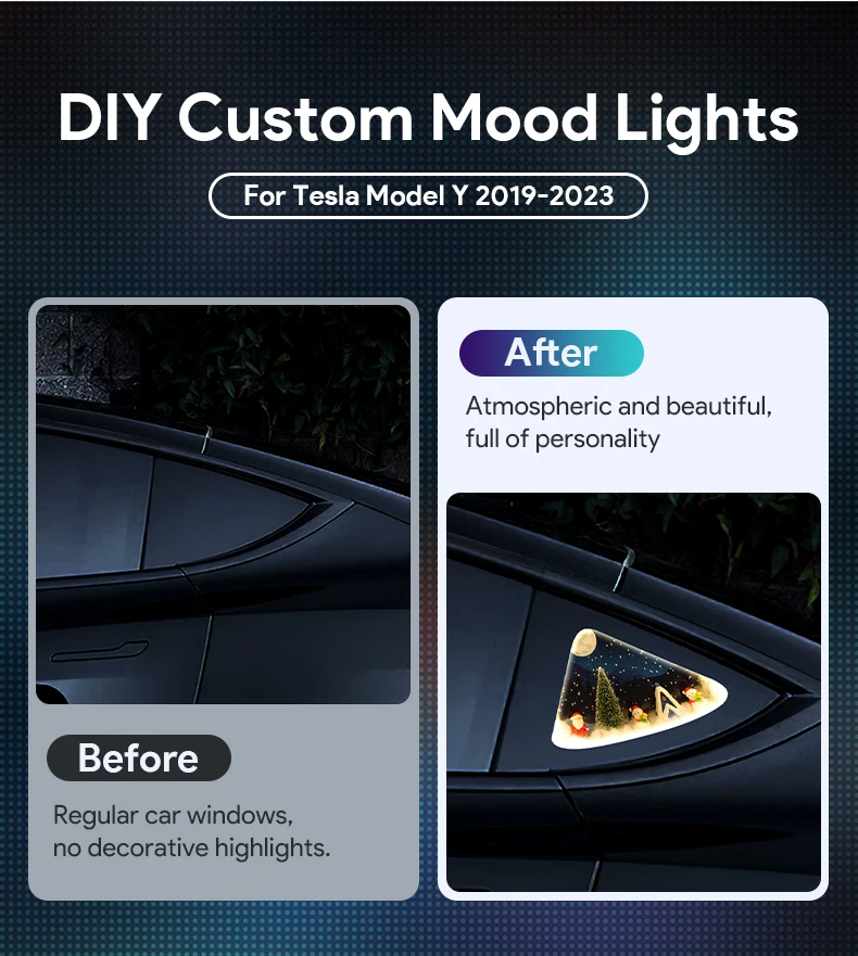 For Tesla Model Y 2020-2024 LED Rear Back Quarter Window Light Rocket ...