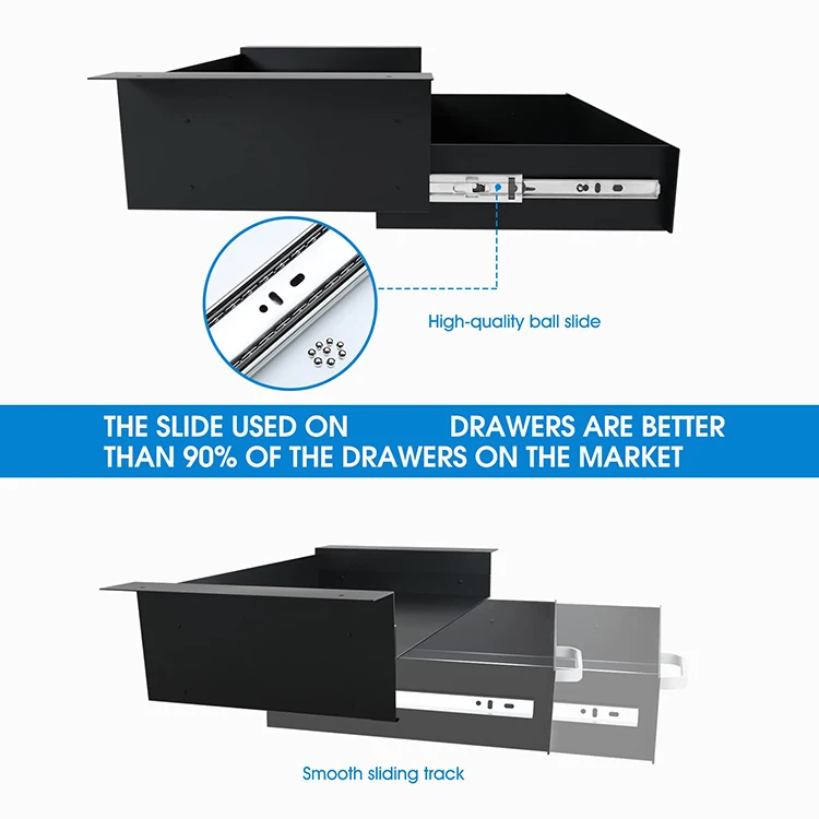 Jh-mech Under Desk Drawer With Shelf Home Office Double Layers Sliding ...