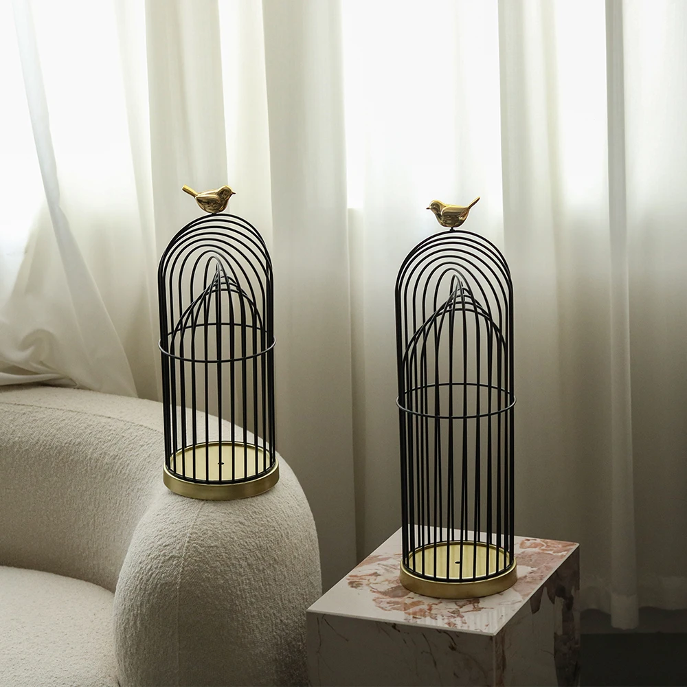 Nordic Modern Luxury Style Interior Design Home Art Iron Black Birdcage ...