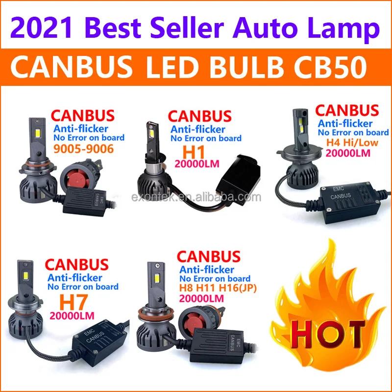 55w F3 F5 20000lm Cb50 H7 Car Led Headlight Kit Canbus Decoder Emc ...