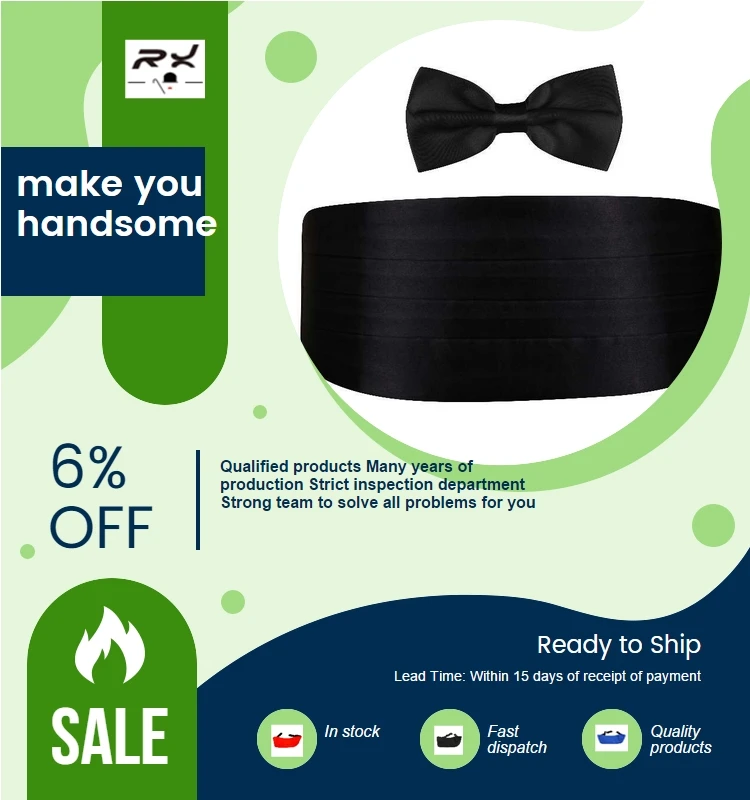 Custom Made Black Cummerbund And Black Bow Tie Set - Buy Black Bow Tie ...