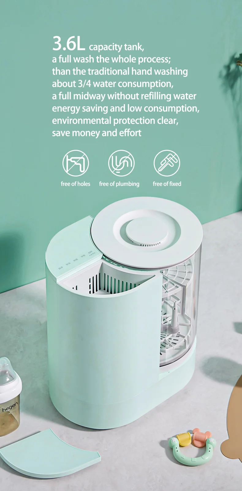 Fully Automatic Baby Bottle Washer & Sterilizer - 360° Cleaning