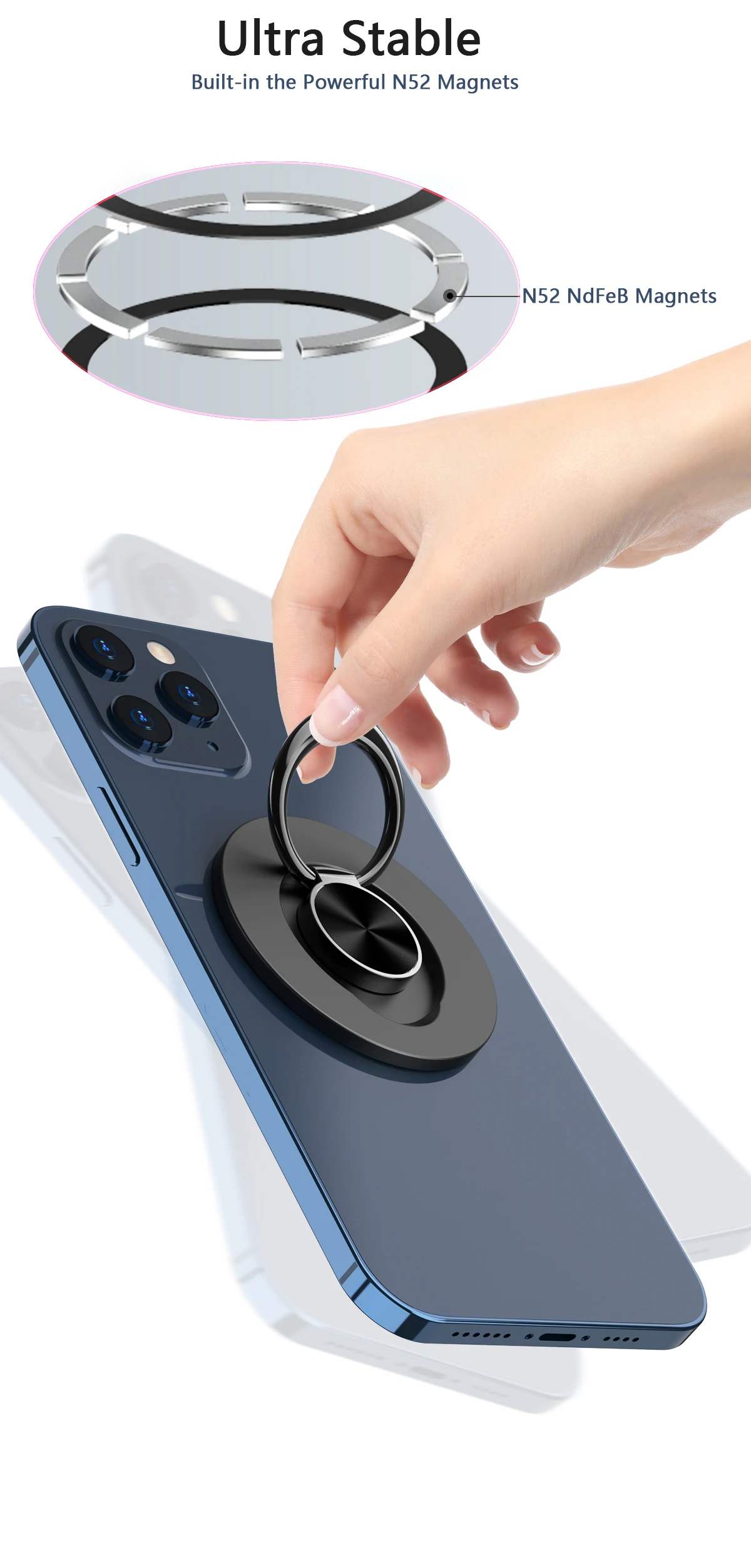 Classy Finger Metal Magnetic Cell Phone Ring Holder Stand N52 Magnet ...