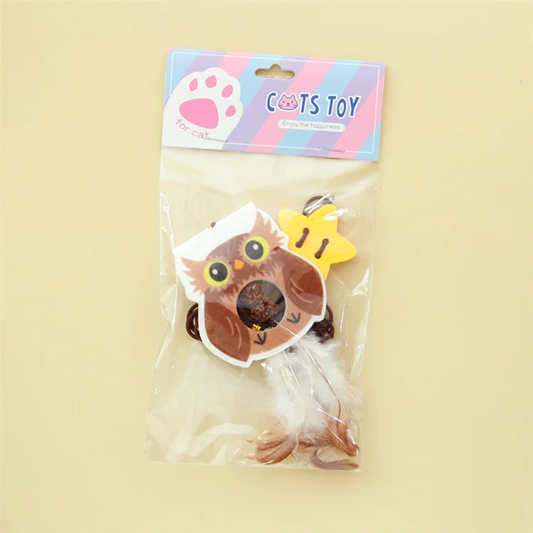 Funny Feather Interactive Bouncing Catnip Inside Cat Toy String Hanging ...
