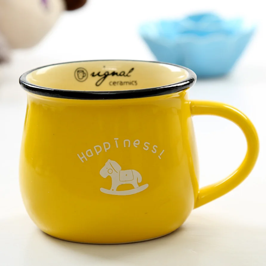 Creative Hand-Painted Belly Shape Ceramic Tea Cup Colorful Glaze Coffee ...