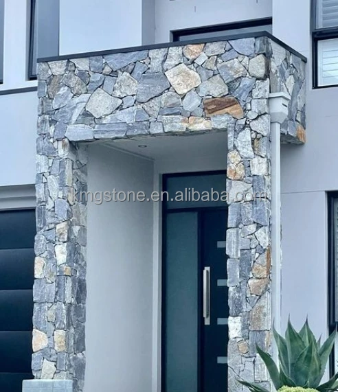 Modern Villa Design Natural Stone Wall Cladding Free Form Misty Grey ...