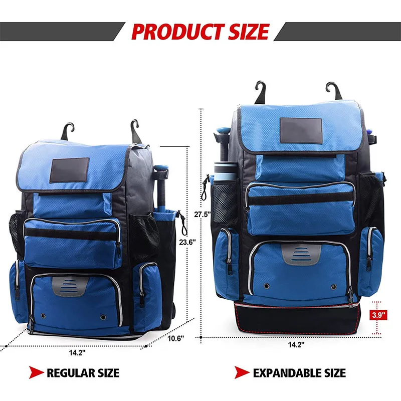 Custom Fashion New Baseball Backpack Softball Backpack Blue With Hook ...