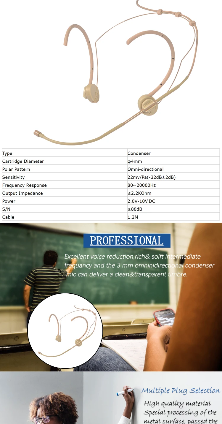 Professional Beige Over-ear Microphone Teacher Voice Amplifier For ...