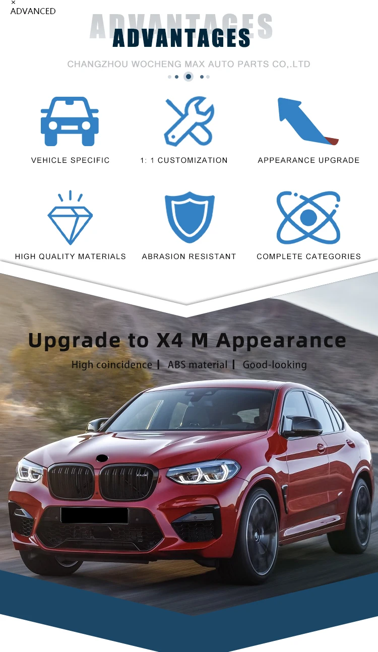 Car Body Kit For Bmw X4 G02 2019-2022 To X4m Include Front Bumper With ...