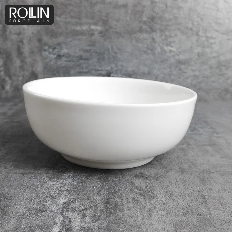 Ceramic Rice Bowl Round White Cheap Porcelain Noodle Bowl Serving ...