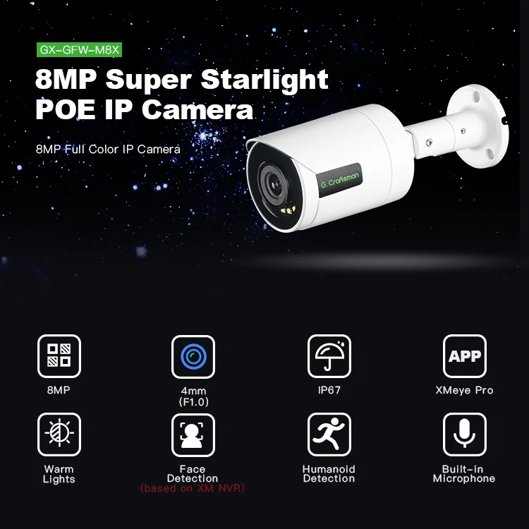 GX-GFW-M8X(AG) 4K 8MP IP Camera with Super Starlight Night Vision ...