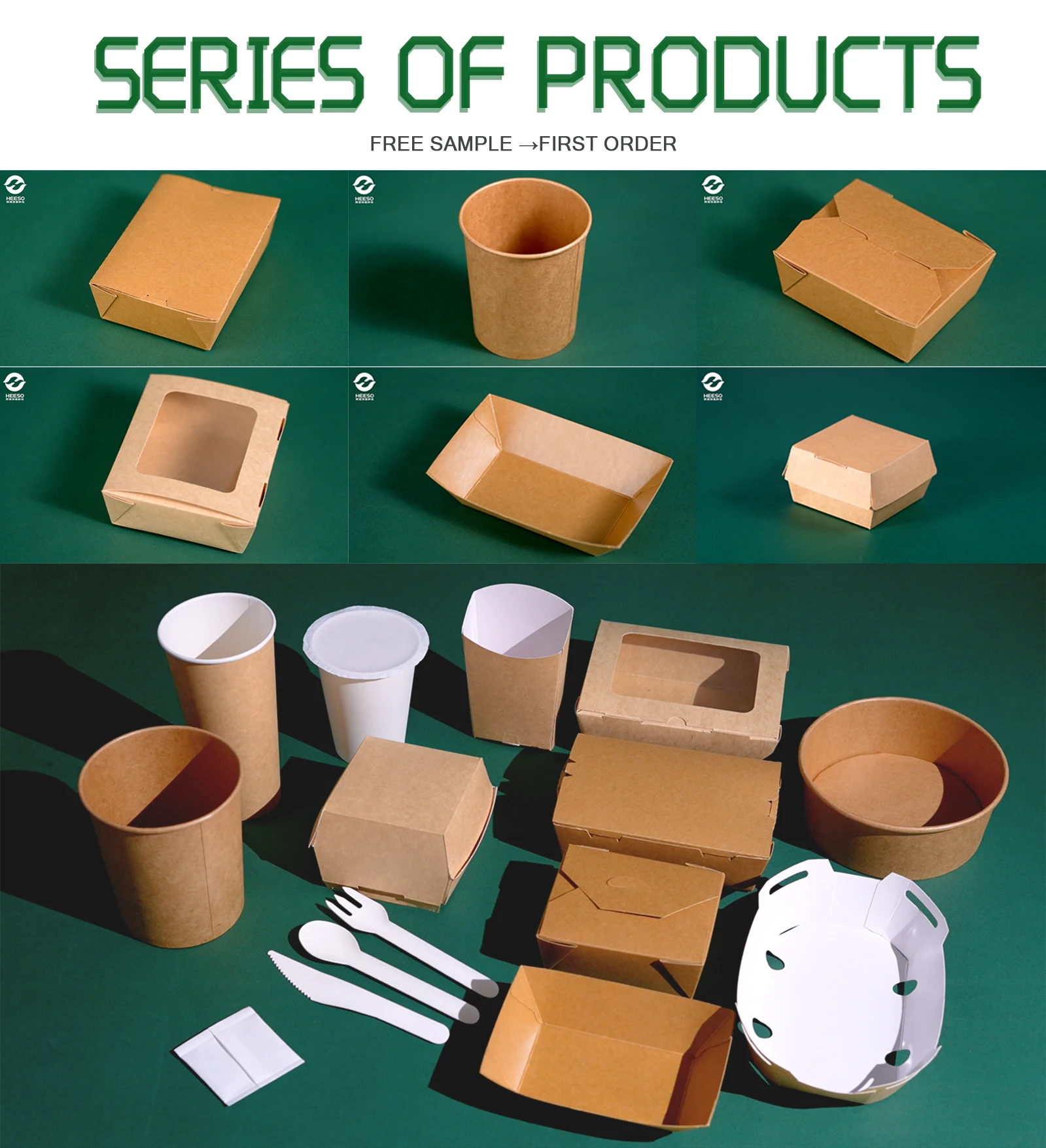 Heeco Eco-friendly Recycled Kraft Brown Paper Takeaways Disposable ...