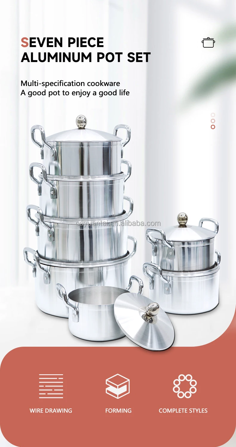 Wholesale 7 Piece Aluminum Cookware Set - Durable & Versatile