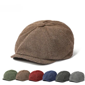 Retro Newsboy Caps Men Octagonal Hats British Painters Hats Autumn ...
