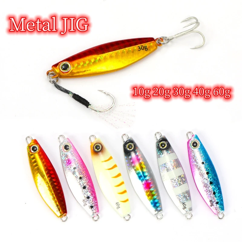 Metal Cast Jig Spoon Fishing Lure 10g 20g 30g 40g 60g Artificial Bait Shore Slow Jigging Lures ...