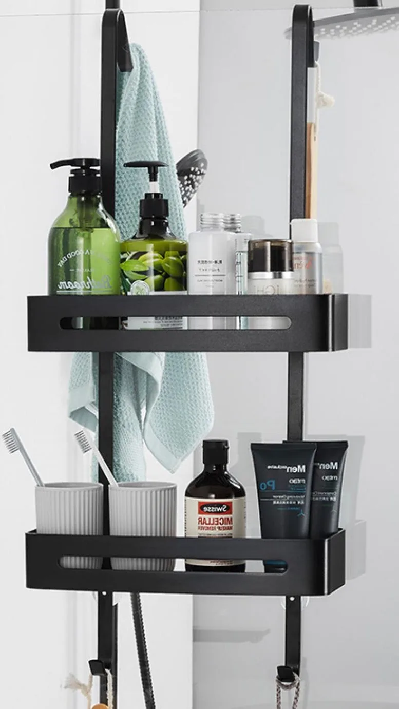 Shower Rack Hanging Black Shower Rack Bathroom Bathtub Storage Rack ...
