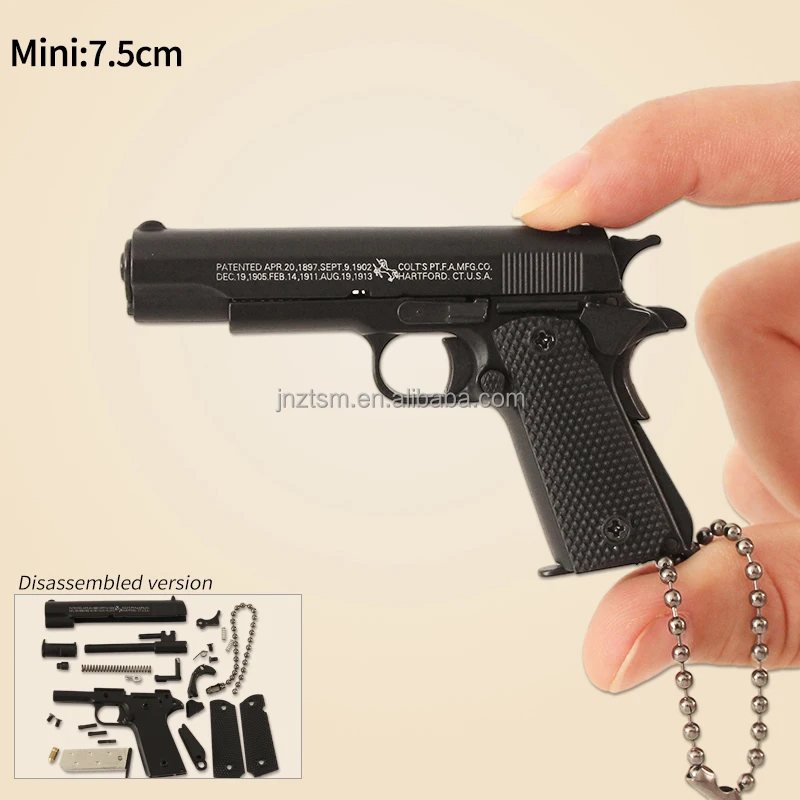 Wholesale 1:3 Mini Metal 7cm Toy Gun Keychain with Bullets