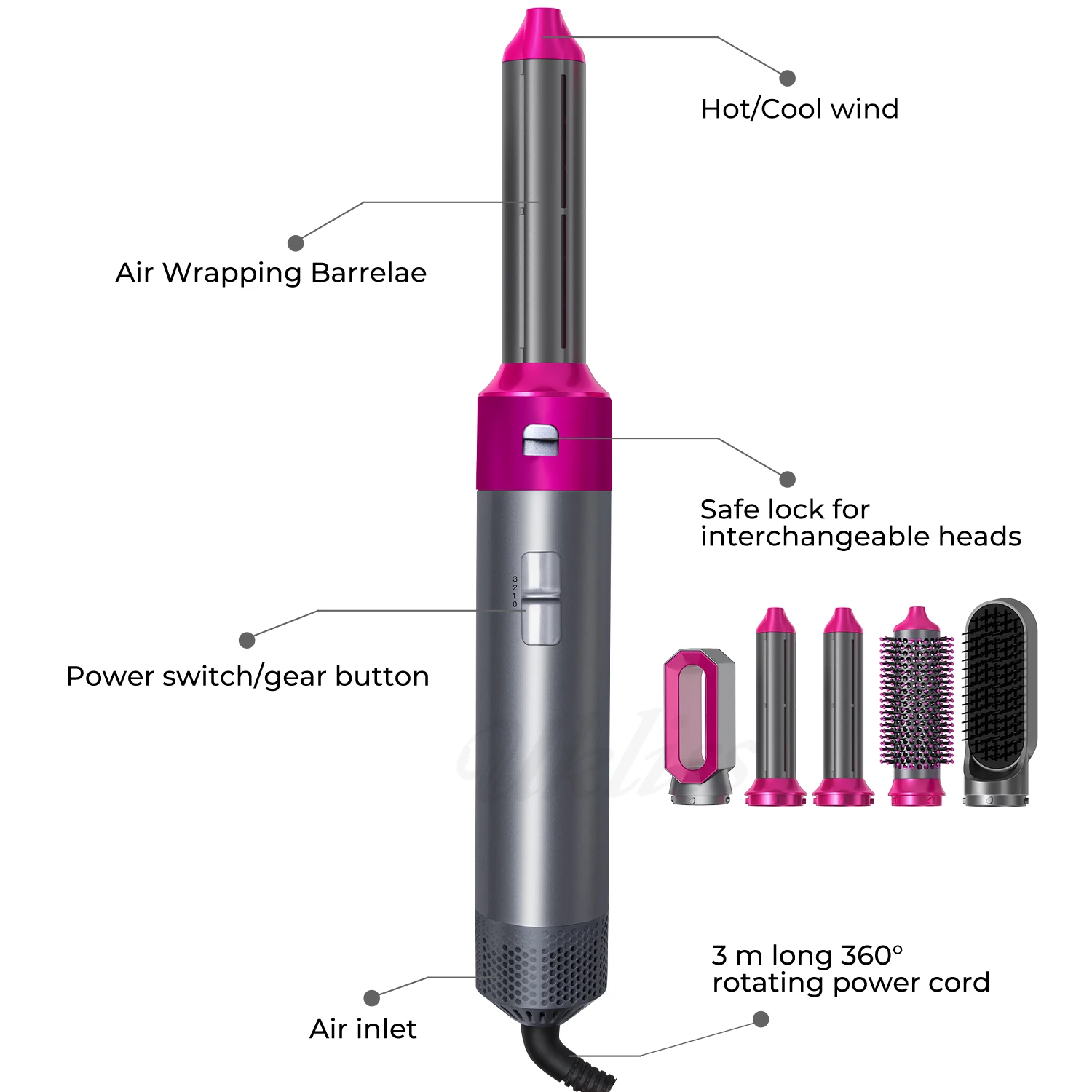 Iso9001 Factory Air Styler 5 In 1 Auto Hair Air Curling Hair Styler ...