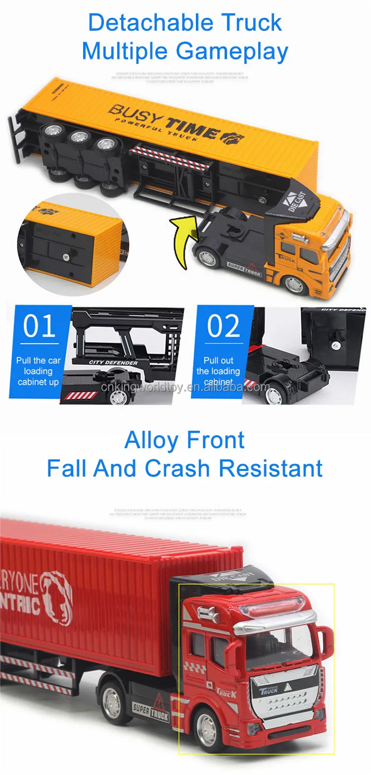 1:48 Scale Large Metal Friction Vehicle Toy Alloy Container Heavy Truck ...
