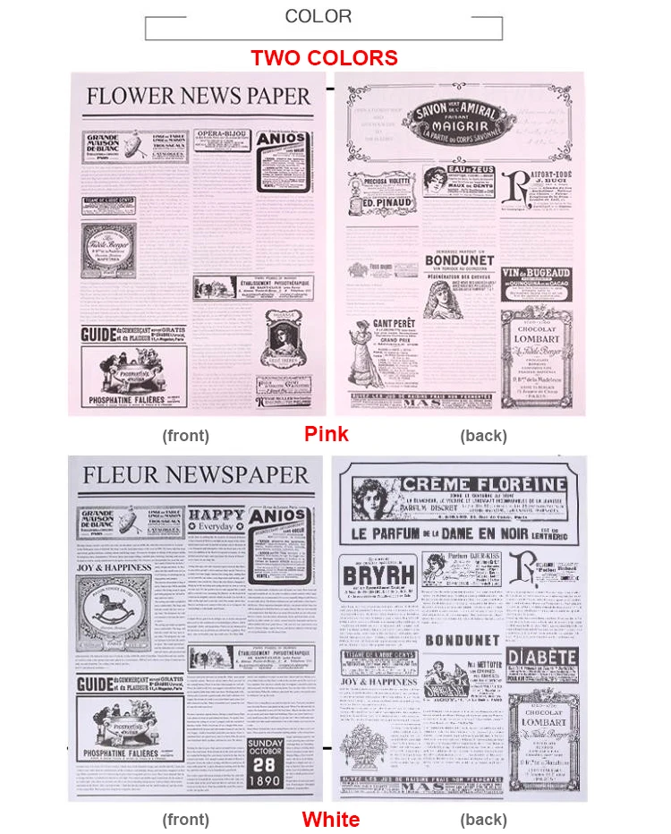 Wholesale New Design Newspaper Flower Packaging Paper Custom Luxury ...