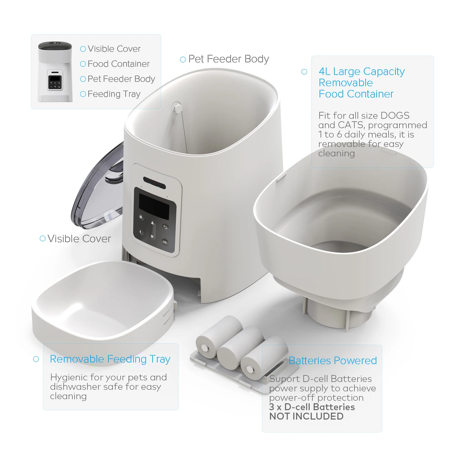 Infrared Detection 4l Automatic Pet Smart Dog Feeder Cat Feeder With ...