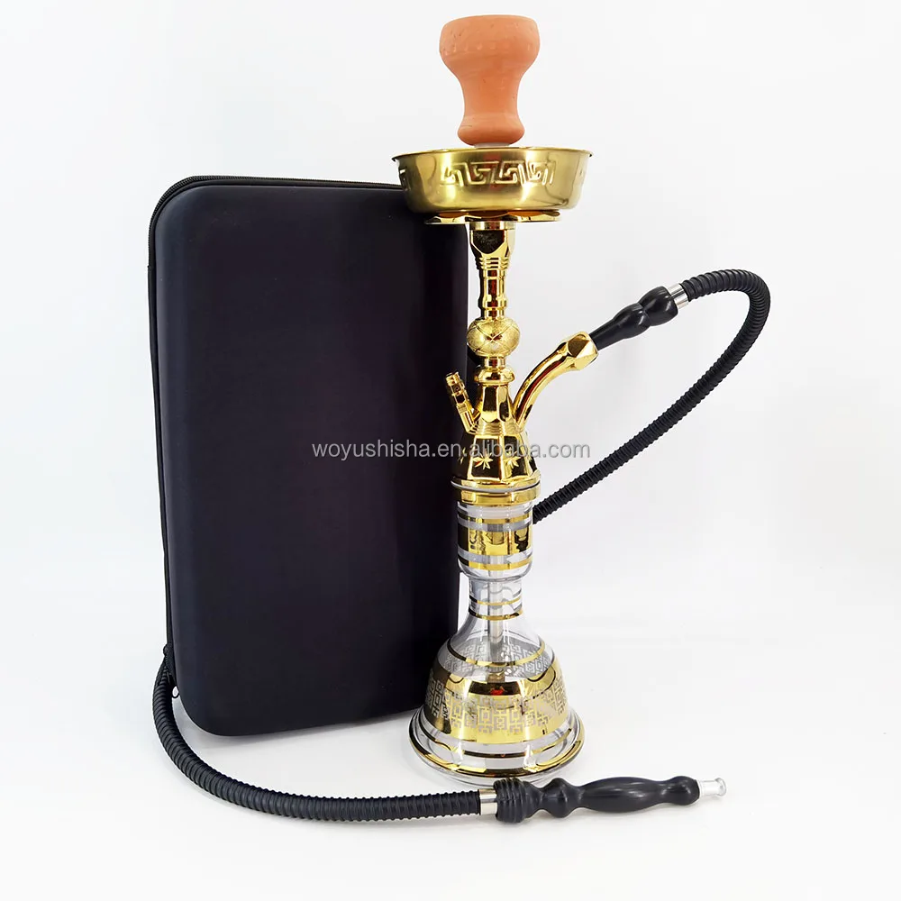 Gold Hookah with Suitcase - New Narguile Bar Shisha