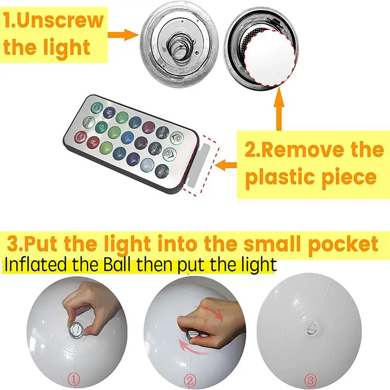 Swimming Pool Toys Flashing Beach Ball Glow 16'' Led 13 Colors Changing ...