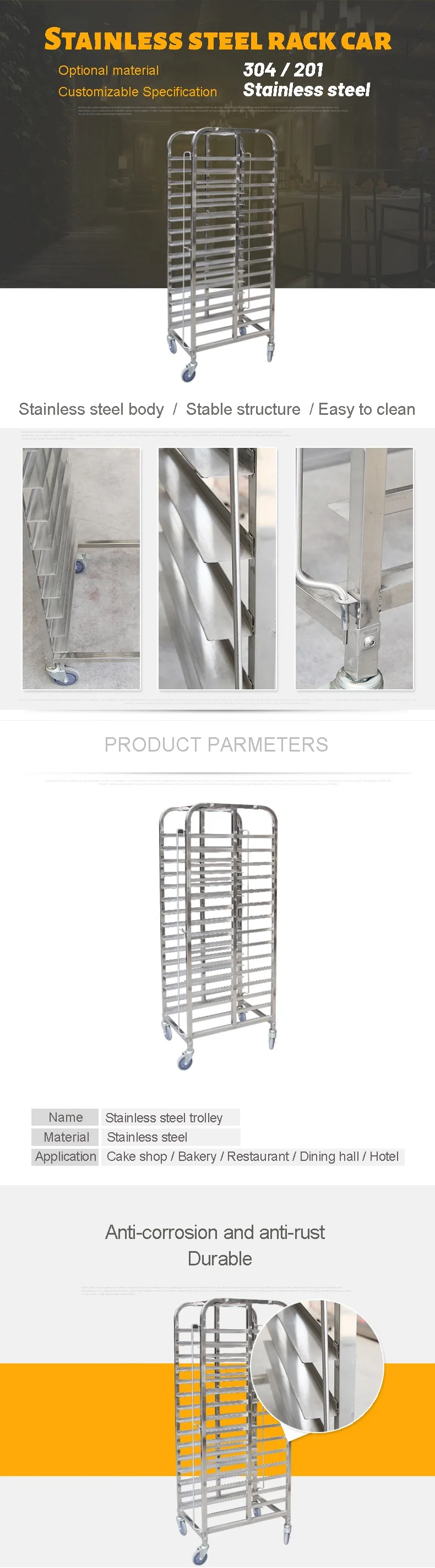 201 304 Stainless Steel Rack Trolley 15 Layers 16 Layers 32 Layers ...