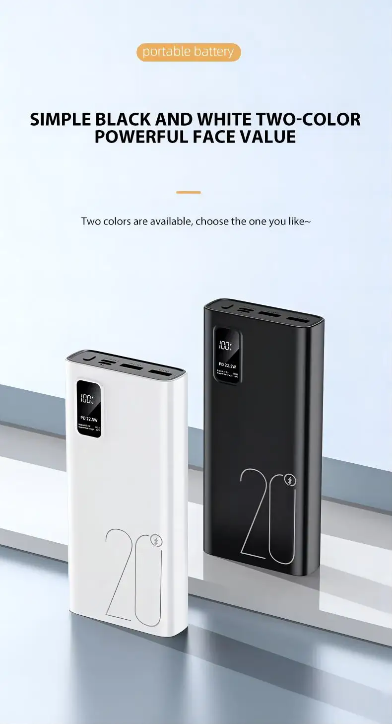 Factory Pd 22.5w Power Bank 20000mah Fast Charging Mobile Phone External Battery Portable ...