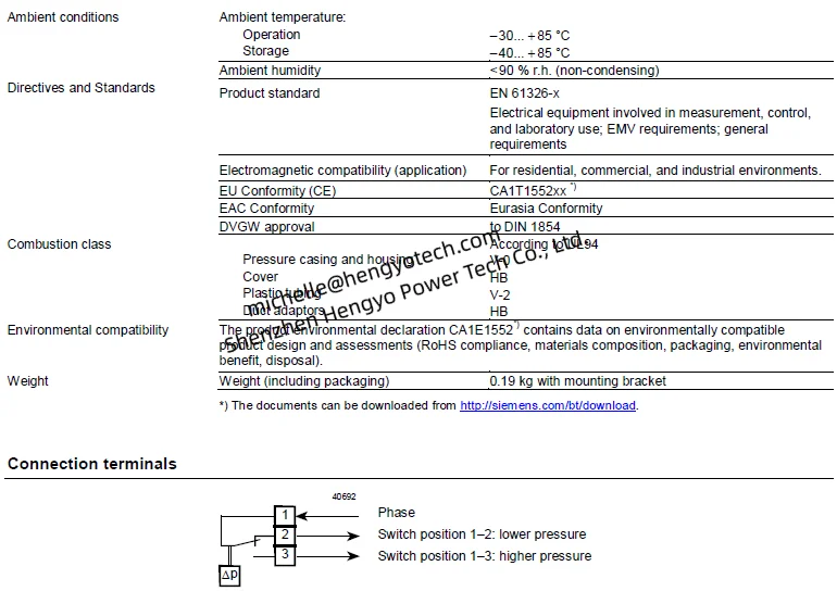 SIEMENS Differential Pressure Switch QBM81-3 - Reliable Performance