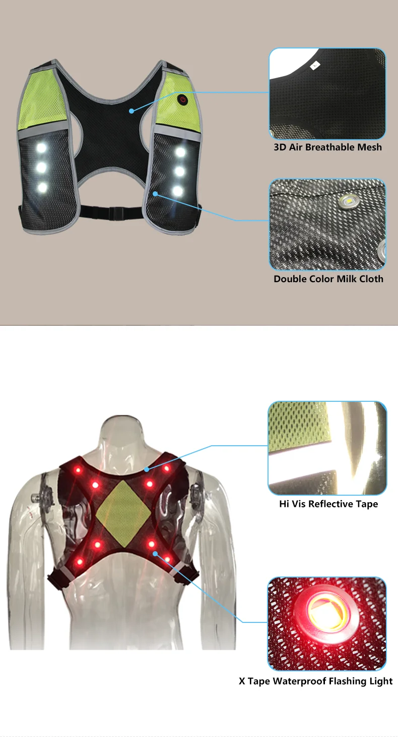 2023 Reflective Safety Gear - LED Vests for Cycling & Running