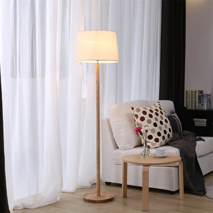 Chinese Simply KD Natural Wood Standing Lamp for Indoor Living Room ...