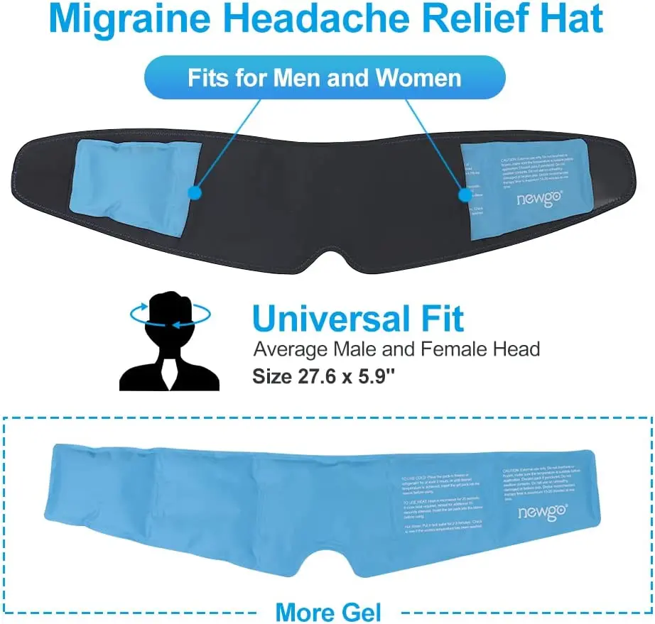 Pakcare Migraine Relief Hat - Reusable Gel Head Ice Pack