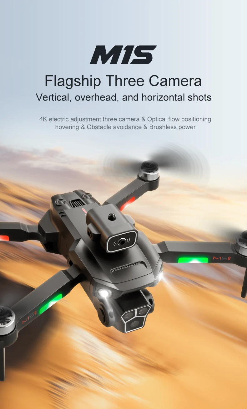 New Bh Ms1 Pro Drone Hd Electric Adjustment Three Camera And Image Transmission One Click Retum ...