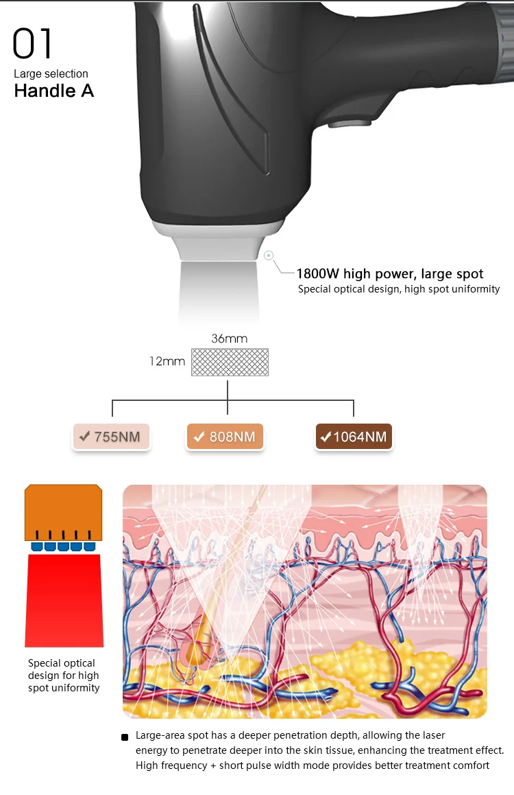 755 1064 808 Nm Diode Laser Hair Removal 808 Nm Diode Laser 1200w Laser ...