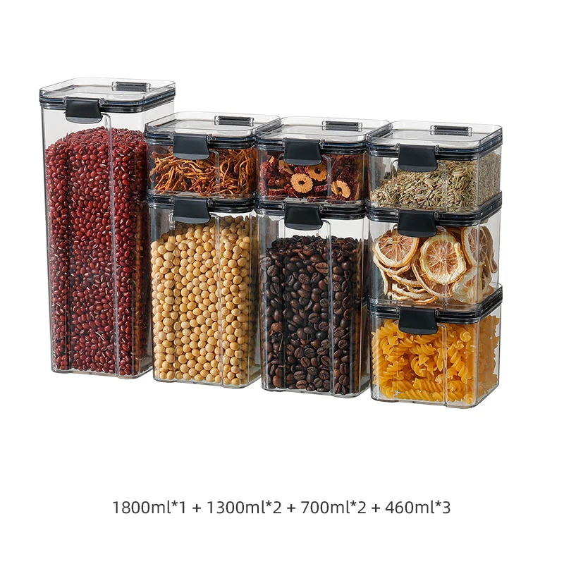 Clear Plastic Airtight Food Storage Container Set With Lid Space-saving ...