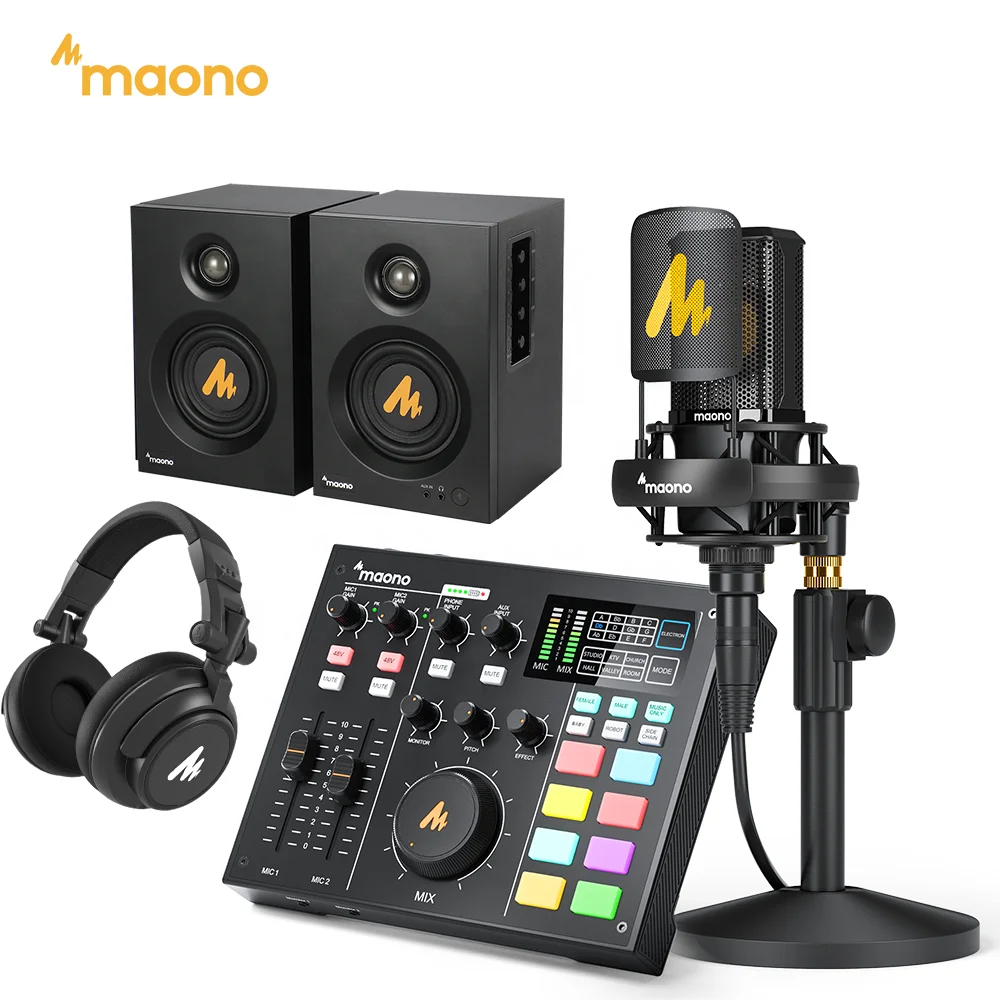 Maono Podcast Equipment Bundle Podcast Mixer Condenser Microphone Dj ...
