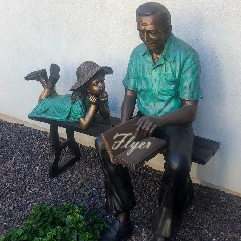 Life Size Bronze Statue of an Old Couple Sitting on a Bench