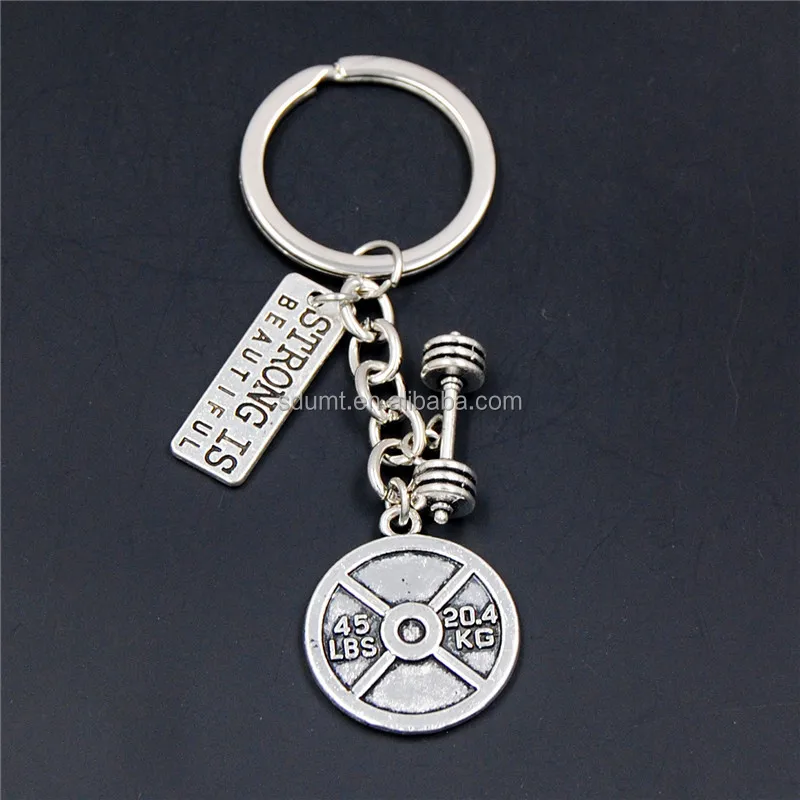 Strength Sports Barbell Dumbbell Charm Weight Fitness Keychain Gym ...