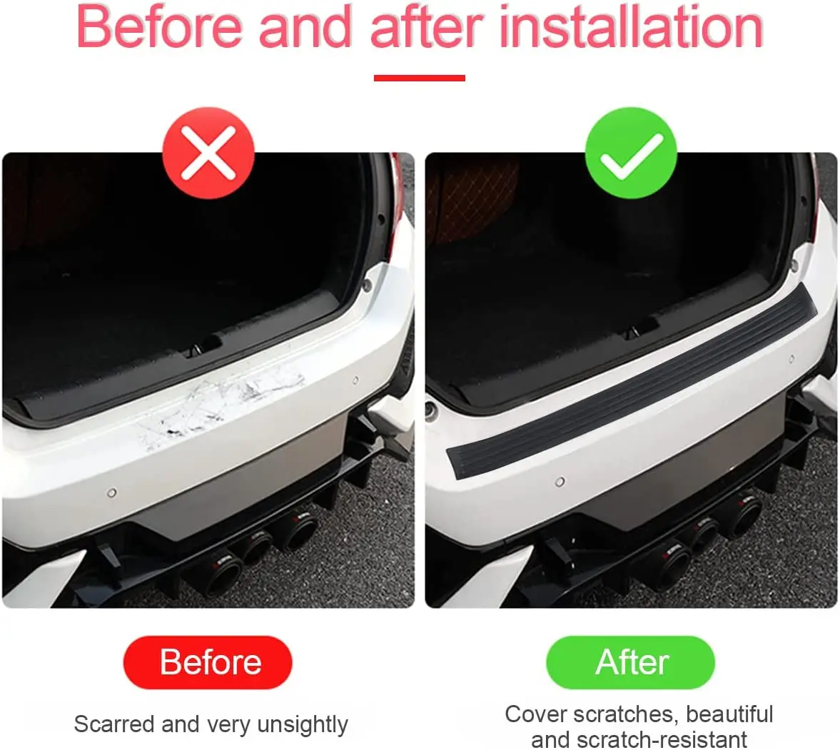 Universal Black Rear Bumper Protector Guard Rubber Auto Rear Bumper ...
