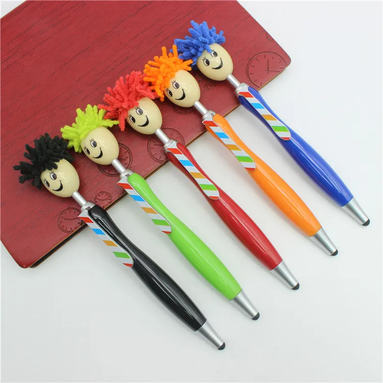 Doll Head Stylus Screen Ballpoint Pen - Mop Topper Pen